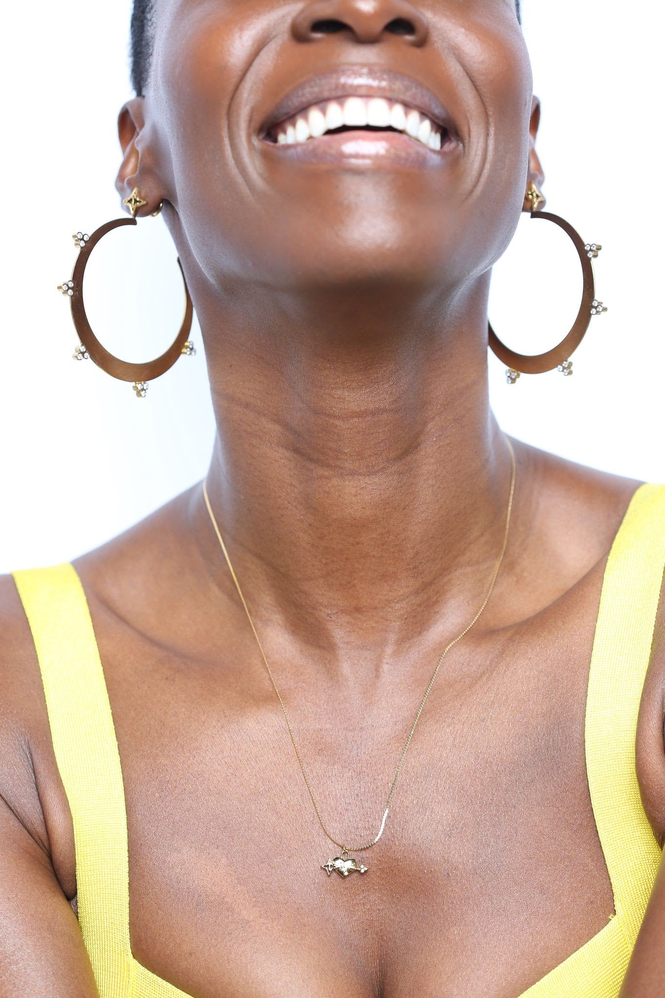 VALENCIA KEY Sparkle Believe 3" Large Hoop Earrings Gold Tone